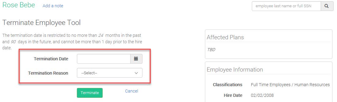Benefits Portal - How to Terminate an Employee